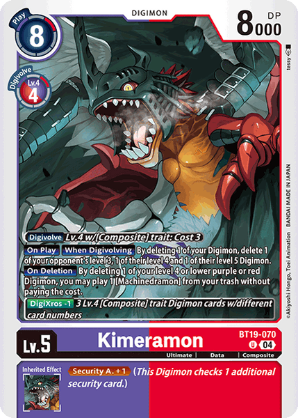 BT19-070, UC, Kimeramon (Special Booster Ver.2.0 Box Topper) – Kai of Cards