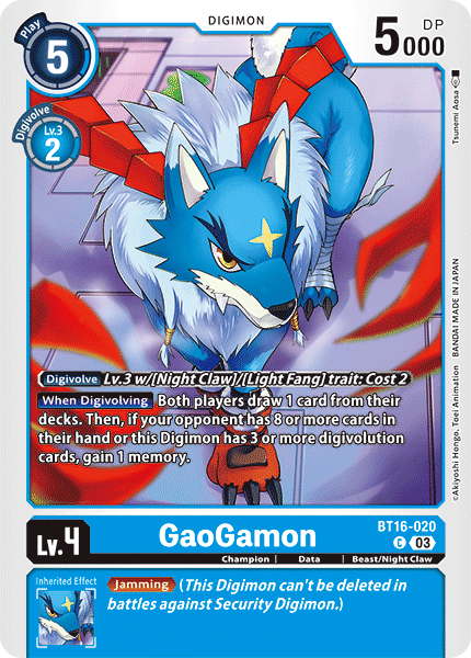 BT16-020, C, GaoGamon – Kai of Cards