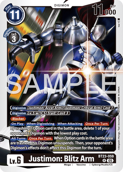 BT23-059, R, Justimon: Blitz Arm – Kai of Cards