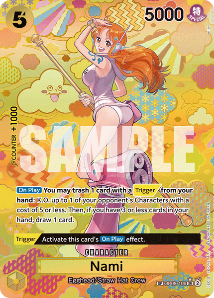 OP08-106, SR, Nami (OP09 Special Rare) – Kai of Cards
