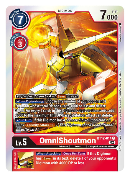 BT12-014, BOX, OmniShoutmon (Box Topper) – Kai of Cards